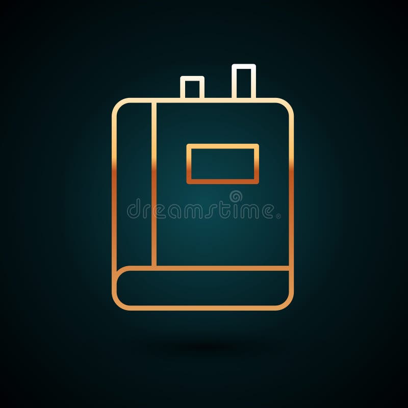 Gold Line Book Icon Isolated on Dark Blue Background. Vector Stock ...