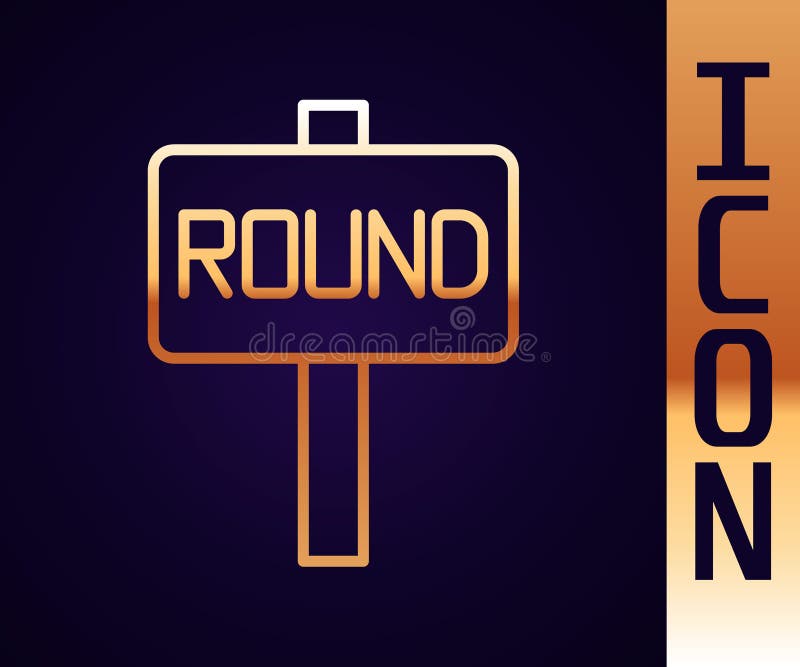 Gold Line Boxing Ring Board Icon Isolated on Black Background. Vector ...