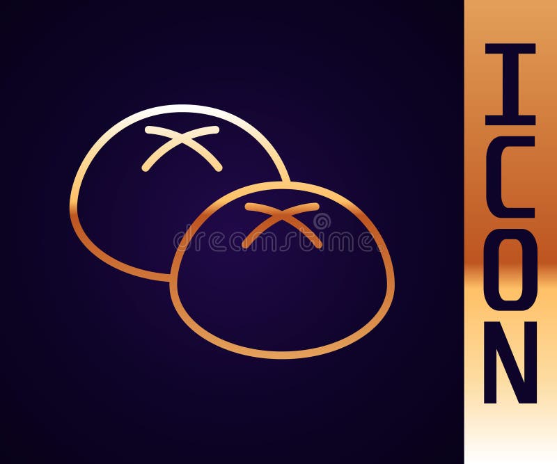 Gold Line Bread Loaf Icon Isolated on Black Background. Vector Stock ...