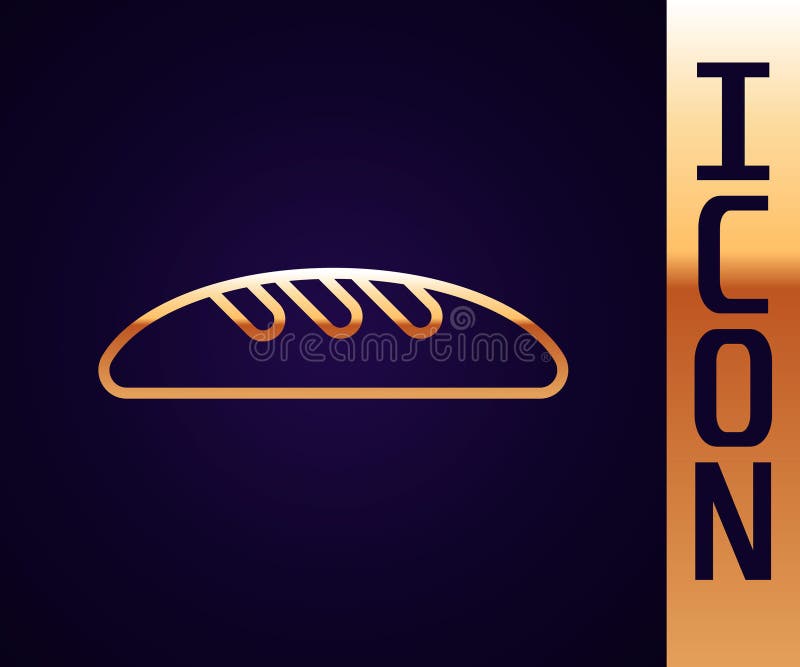 Gold Line Bread Loaf Icon Isolated on Black Background. Vector ...
