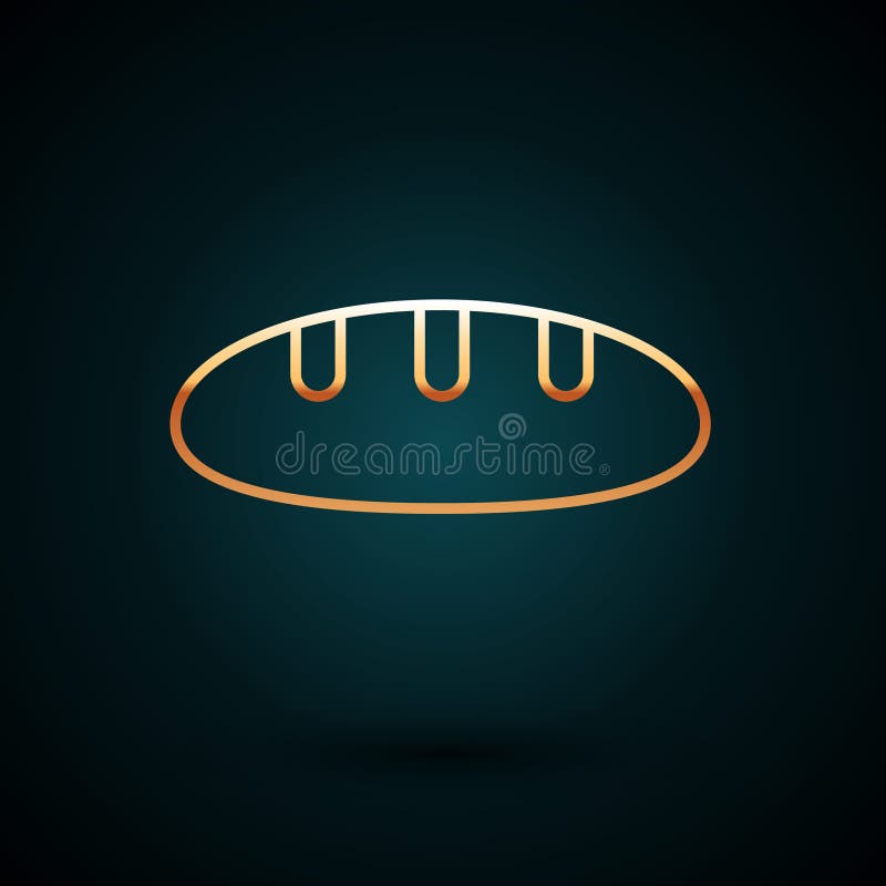 Gold Line Bread Loaf Icon Isolated on Dark Blue Background. Vector ...
