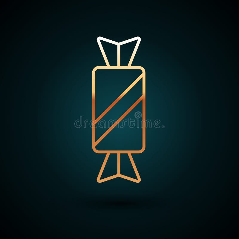 Gold Line Candy Icon Isolated on Dark Blue Background. Vector Stock ...