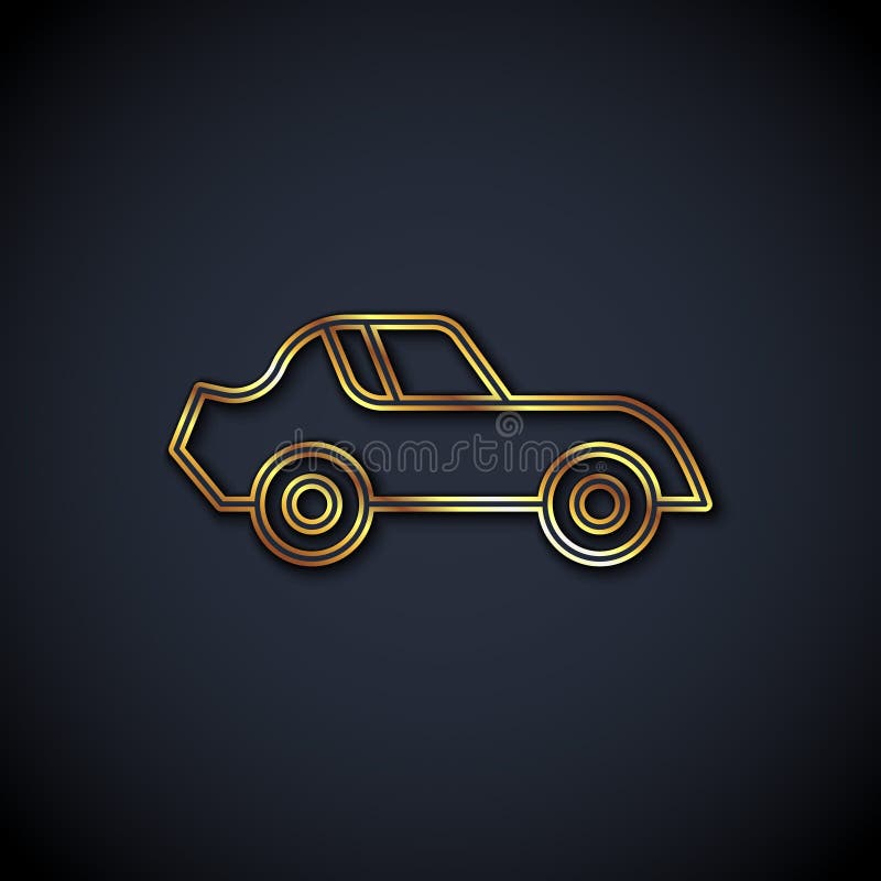 Gold Line Car Icon Isolated on Black Background. Vector Stock Vector ...