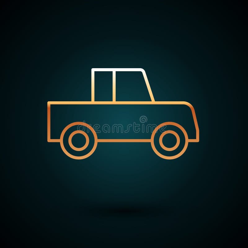 Gold Line Car Icon Isolated on Dark Blue Background. Front View Stock ...