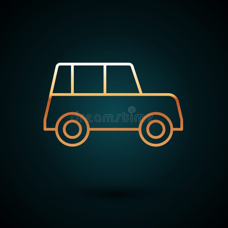 Gold Line Car Icon Isolated On Dark Blue Background. Front View. Vector ...