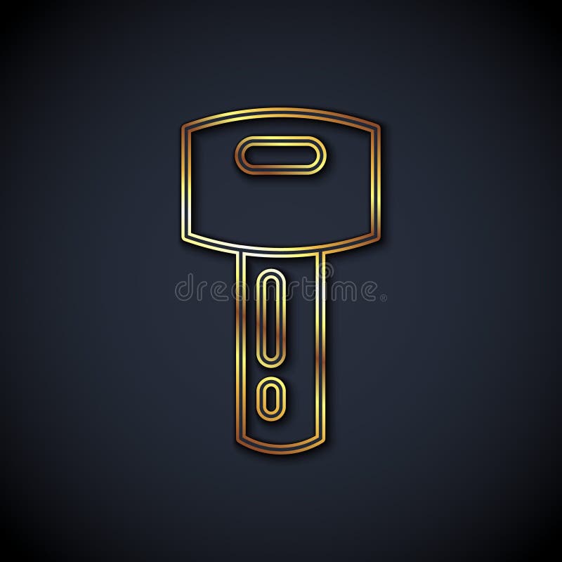 Gold Line Car Key with Remote Icon Isolated on Black Background. Car ...