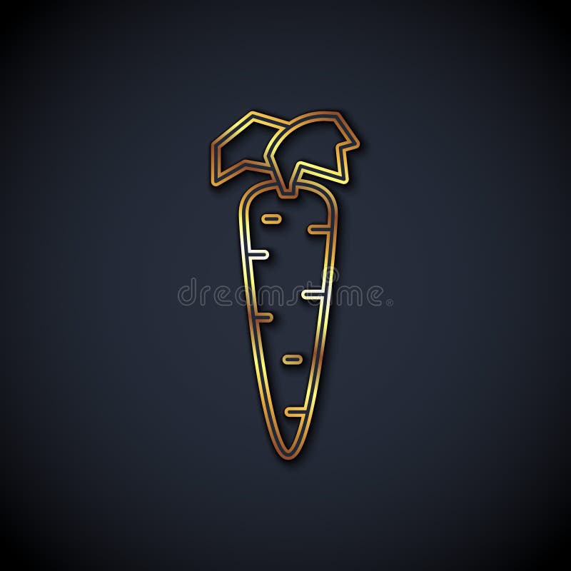 Gold Line Carrot Icon Isolated on Black Background. Vector Stock Vector ...