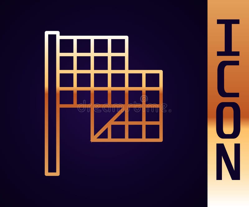 Gold Line Checkered Flag Icon Isolated on Black Background. Racing Flag ...