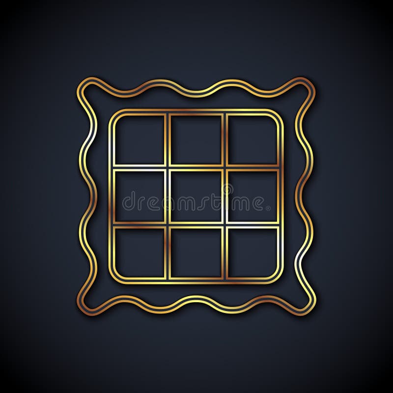 Gold Line Checkered Napkin Icon Isolated on Black Background. Vector Stock Illustration ...