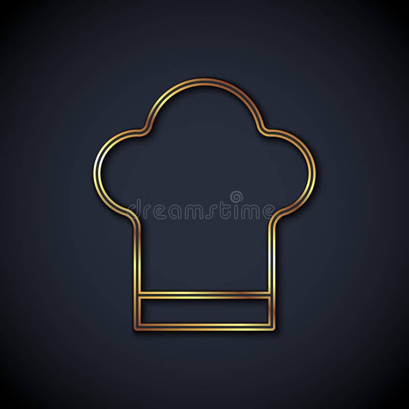 Gold Line Chef Hat Icon Isolated on Black Background. Cooking Symbol ...
