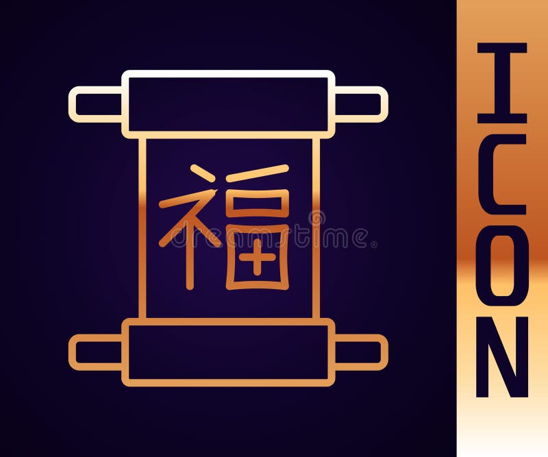 Gold Line Chinese New Year Icon Isolated on Black Background. Vector ...
