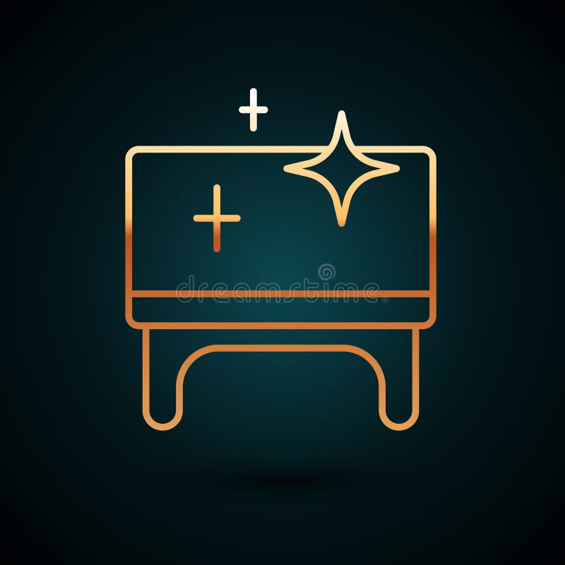 Gold Line Clean Wooden Table Icon Isolated on Dark Blue Background ...