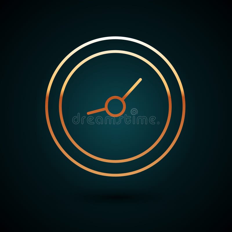 Gold Line Clock Icon Isolated on Dark Blue Background. Time Symbol ...
