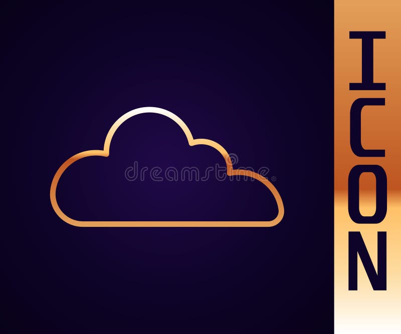 Gold Line Cloud Icon Isolated on Black Background. Vector Stock Vector ...