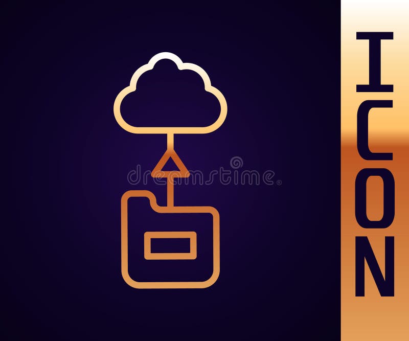 Gold Line Cloud Technology Data Transfer and Storage Icon Isolated on ...