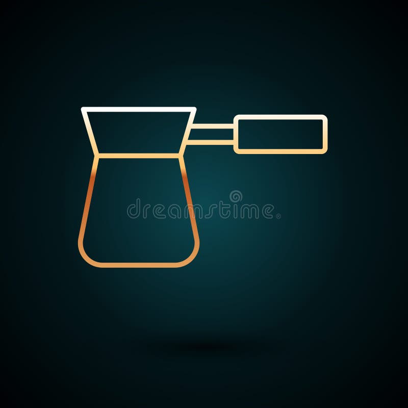 Gold Line Coffee Turk Icon Isolated on Dark Blue Background. Vector ...