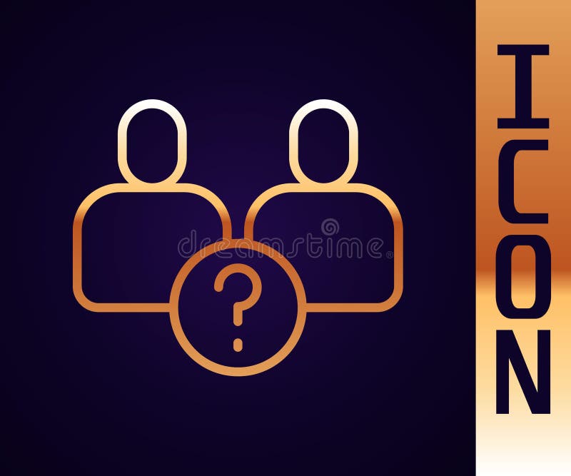 Gold Line Complicated Relationship Icon Isolated on Black Background ...