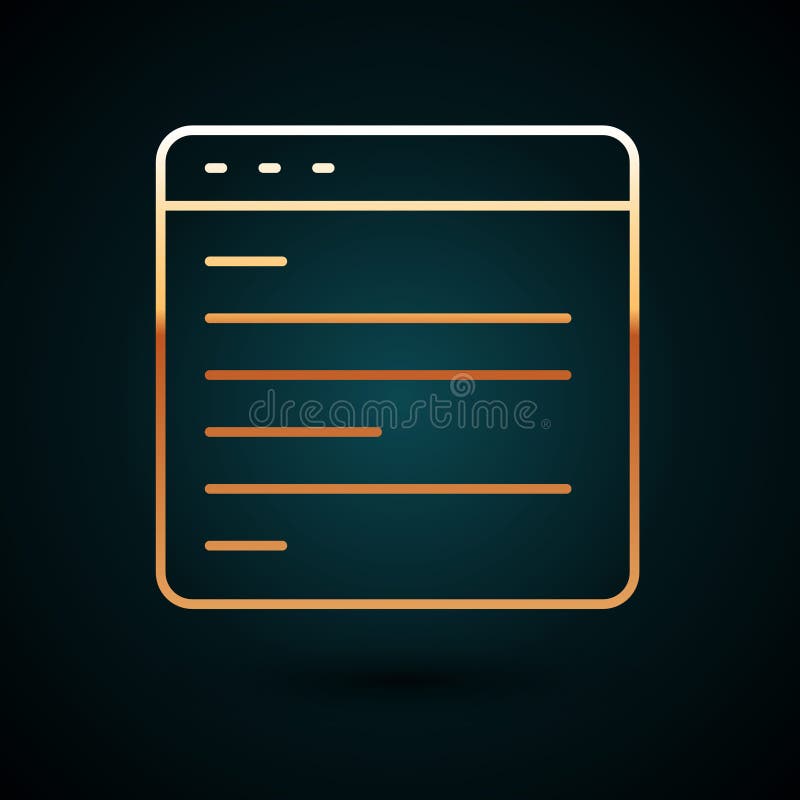 Gold Line Computer Api Interface Icon Isolated on Dark Blue Background. Application Programming ...