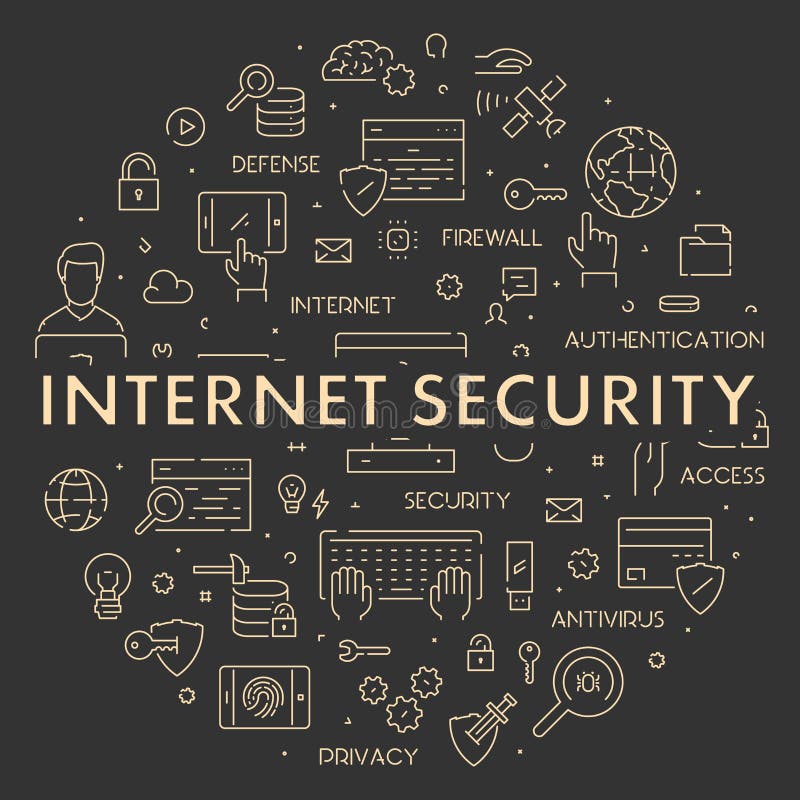 Gold Line Concept For Internet Security Stock Illustration ...
