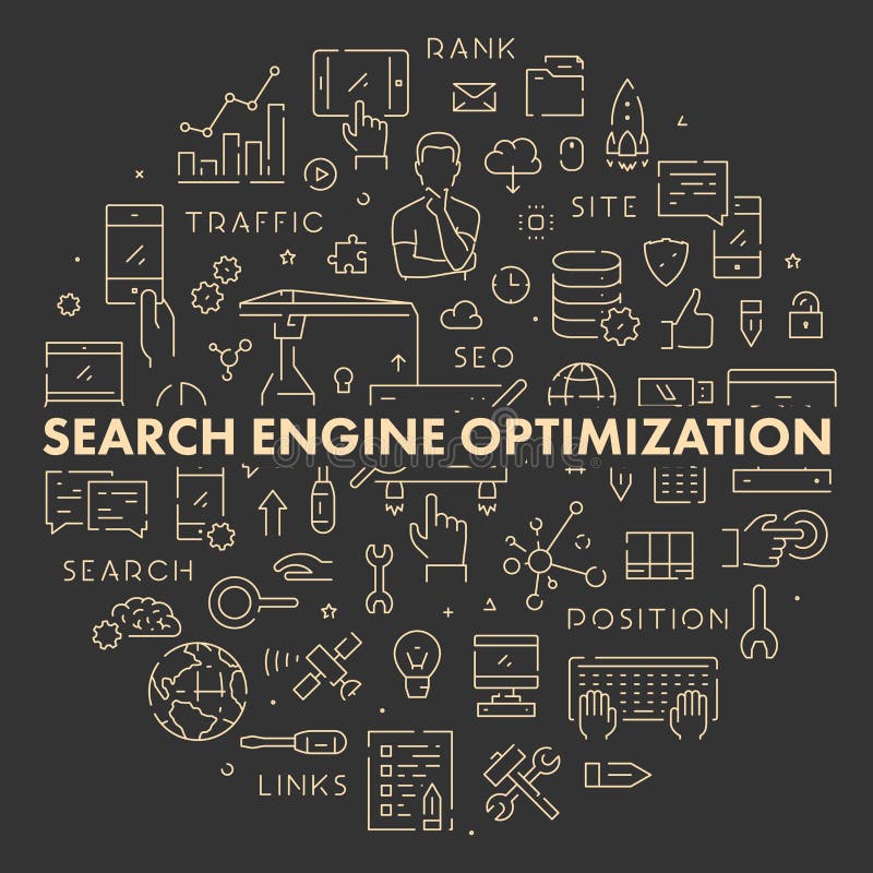 Gold Line Concept for Search Engine Optimization Stock Illustration ...