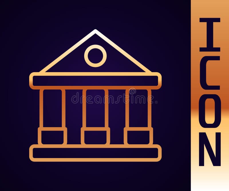 Gold Line Courthouse Building Icon Isolated on Black Background ... Gold Line Courthouse Building Icon Isolated on Black Background ...