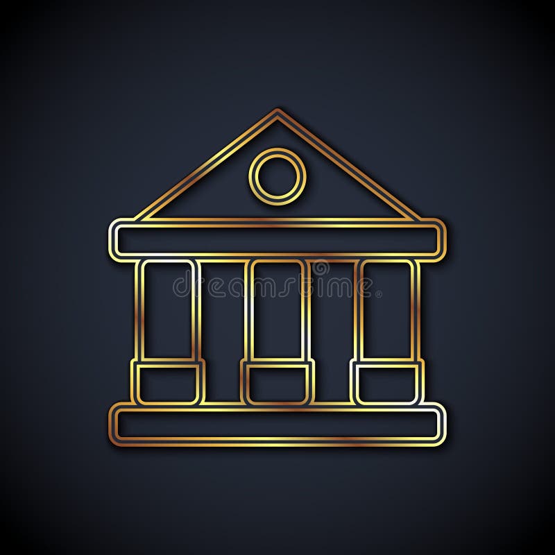 Gold Line Courthouse Building Icon Isolated on Black Background ... Gold Line Courthouse Building Icon Isolated on Black Background ...