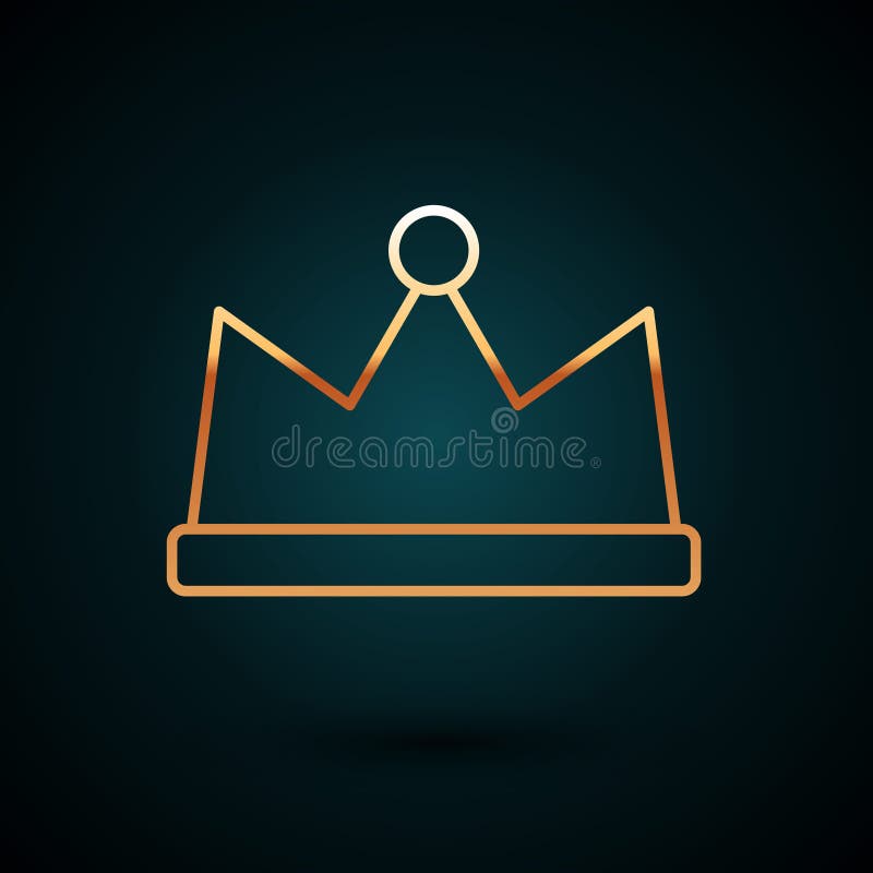 Gold Line Crown Icon Isolated on Dark Blue Background. Vector Stock ...