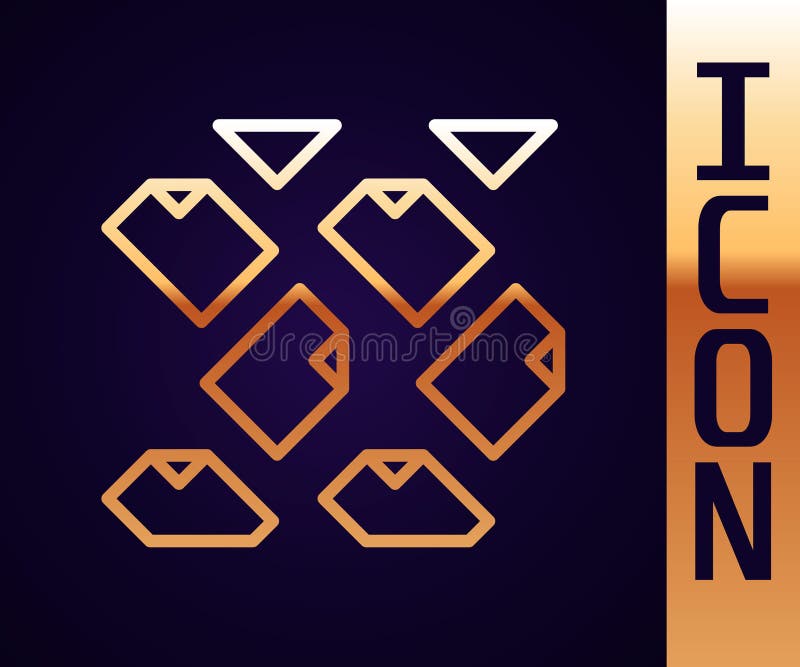 Gold Line Data Stream Icon Isolated on Black Background. Vector Stock ...