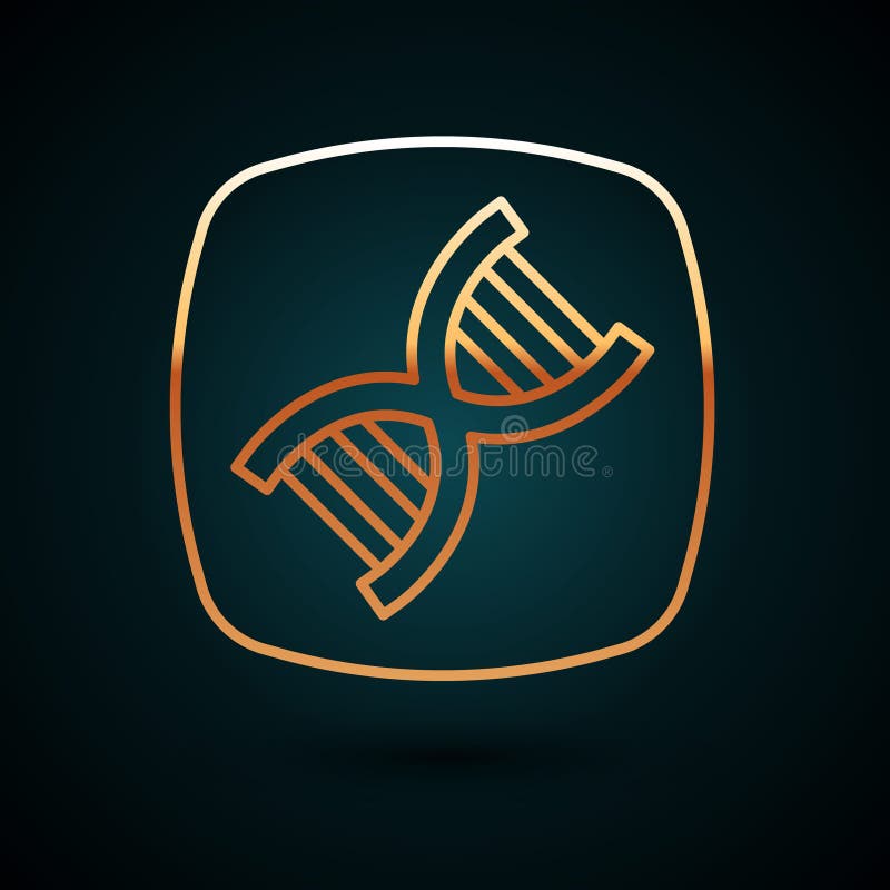 Gold Line DNA Symbol Icon Isolated on Dark Blue Background. Vector ...