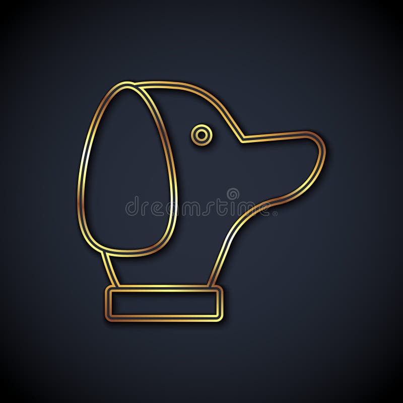 Gold Line Shield Voice Recognition Icon Isolated on Black Background ...