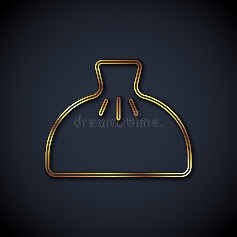 Gold Line Dumpling Icon Isolated on Black Background. Traditional ...