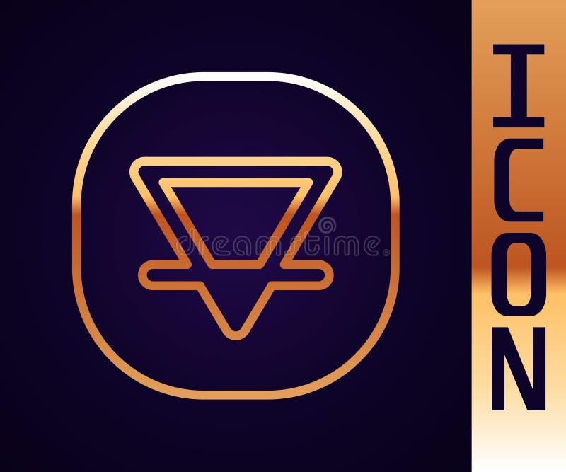 Gold Line Earth Element of the Symbol Alchemy Icon Isolated on Black ...