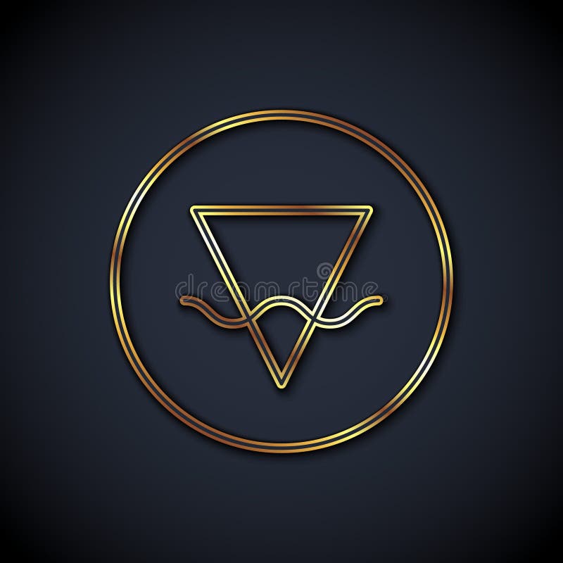 Gold Line Earth Element of the Symbol Alchemy Icon Isolated on Black ...