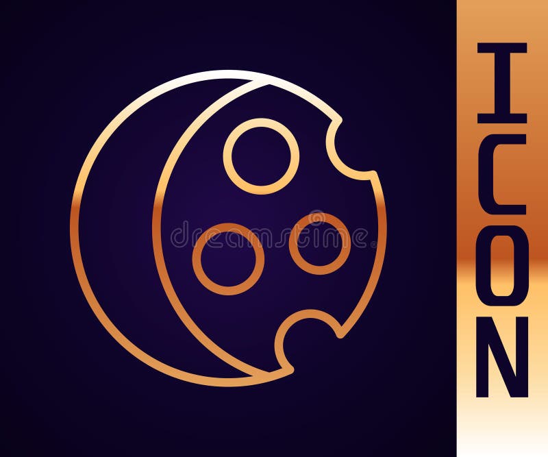 Gold Line Eclipse of the Sun Icon Isolated on Black Background. Total Sonar Eclipse Stock ...