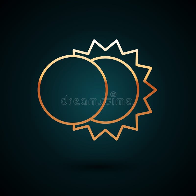Gold Line Eclipse of the Sun Icon Isolated on Dark Blue Background ...