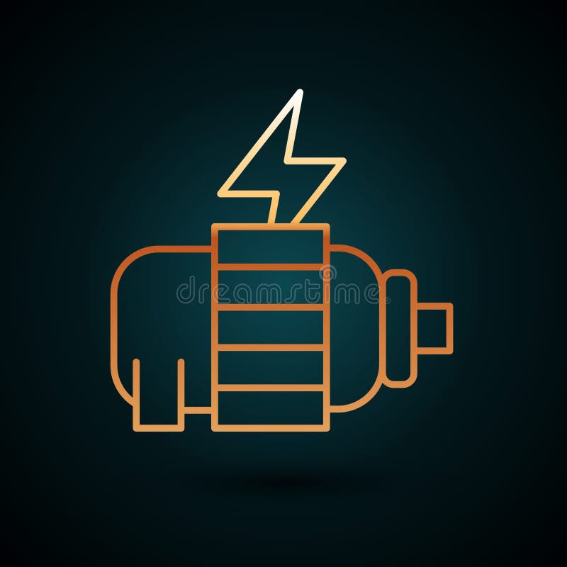 Gold Line Electric Motor Icon Isolated on Dark Blue Background. Vector ...