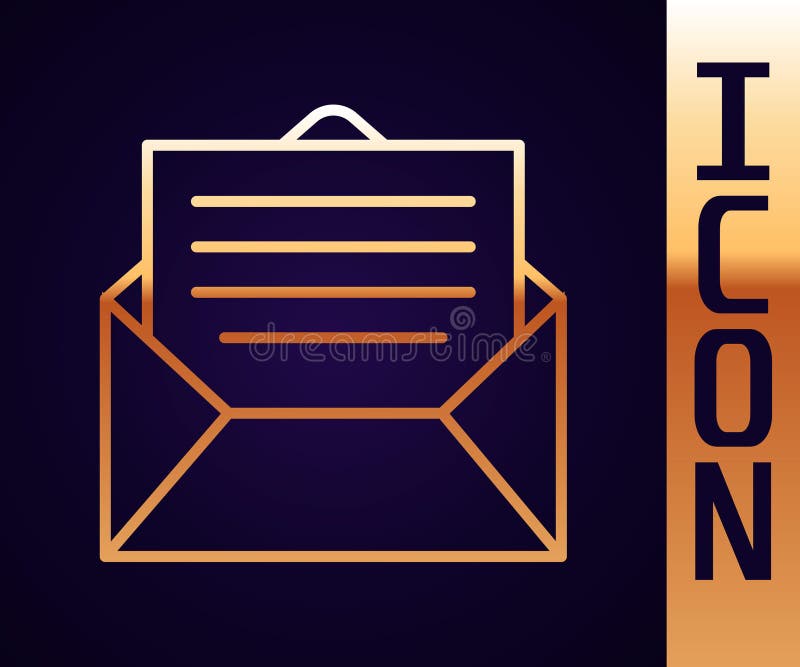 Gold Envelope Icon Isolated On Brown Background. Email Message Letter ...