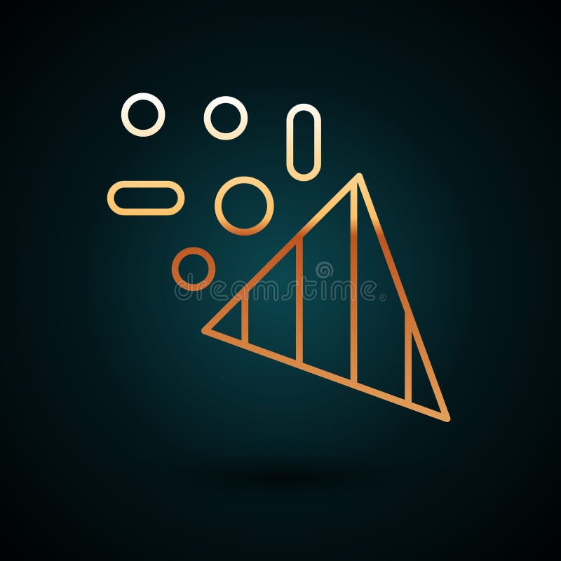 Gold Line Festive Confetti Icon Isolated on Dark Blue Background ...