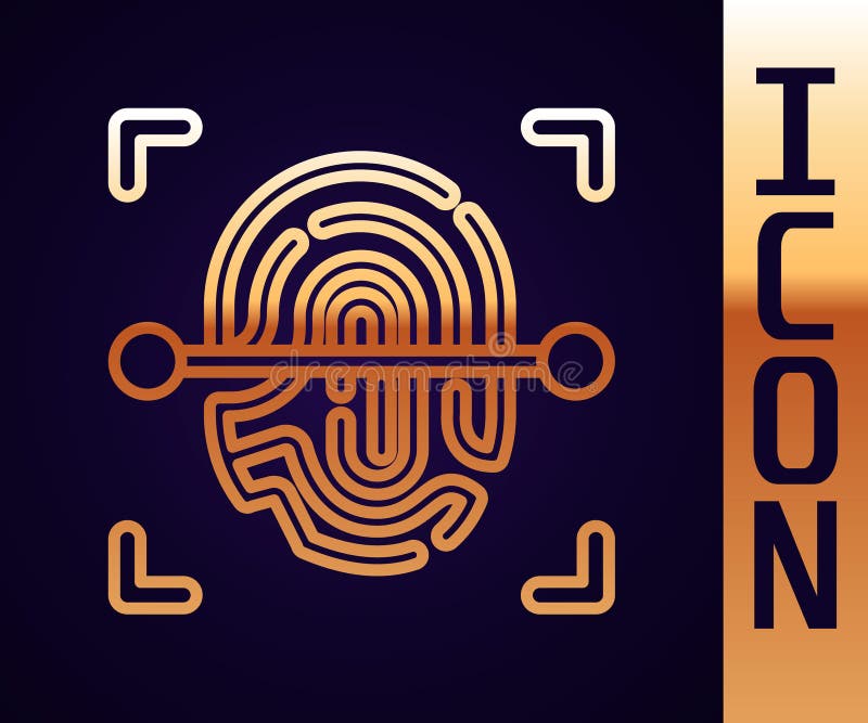 Gold Line Fingerprint Icon Isolated on Black Background. ID App Icon ... Gold Line Fingerprint Icon Isolated on Black Background. ID App Icon ...