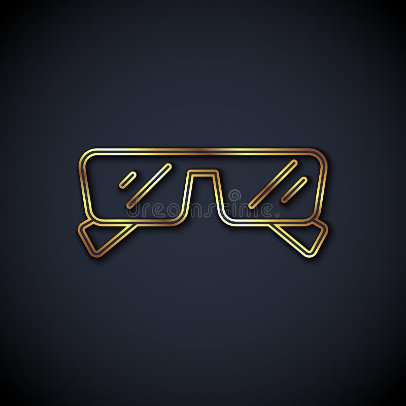 Gold Line Glasses Icon Isolated on Black Background. Eyeglass Frame ...