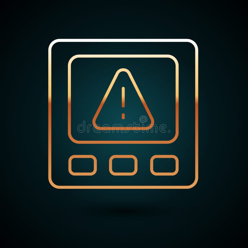Gold Line Gps Device Error Icon Isolated on Dark Blue Background ...