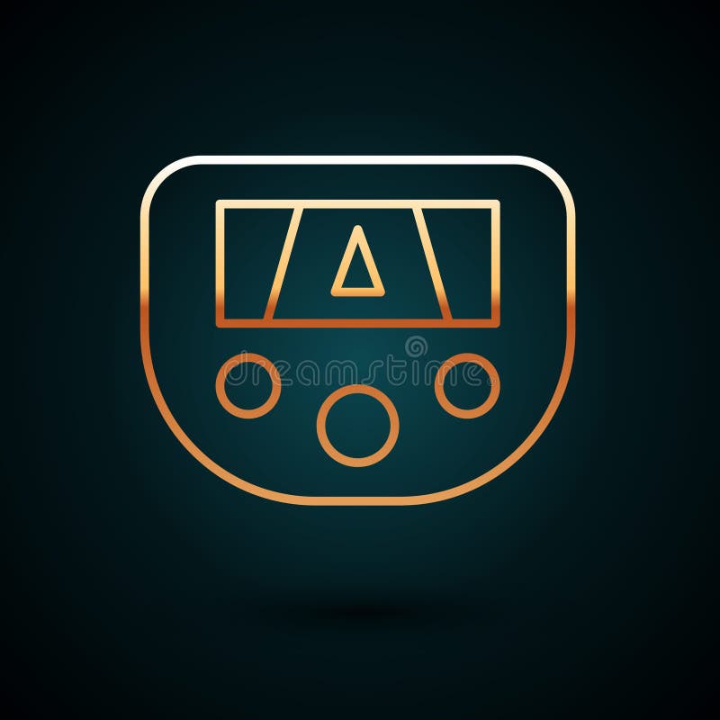 Gold Line Gps Device with Map Icon Isolated on Dark Blue Background ...