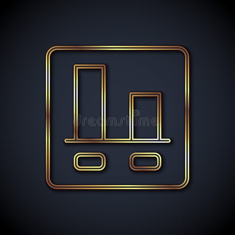 Gold Line Graph, Chart, Diagram, Infographic Icon Isolated on Black ...