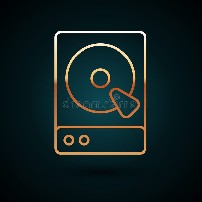 Gold Line Hard Disk Drive HDD Icon Isolated on Dark Blue Background ... Gold Line Hard Disk Drive HDD Icon Isolated on Dark Blue Background ...