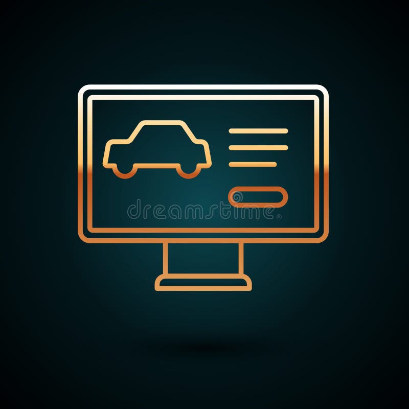 Gold Line Hardware Diagnostics Condition of Car Icon Isolated on Dark ... Gold Line Hardware Diagnostics Condition of Car Icon Isolated on Dark ...