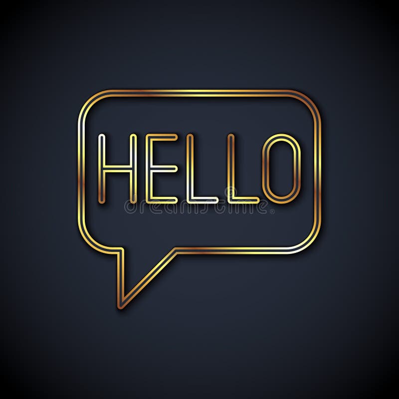 Gold Line Hello in Different Languages Icon Isolated on Black ...