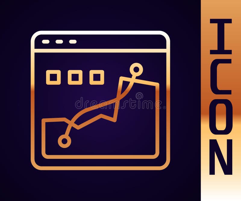 Gold Line Histogram Graph Photography Icon Isolated on Black Background ...