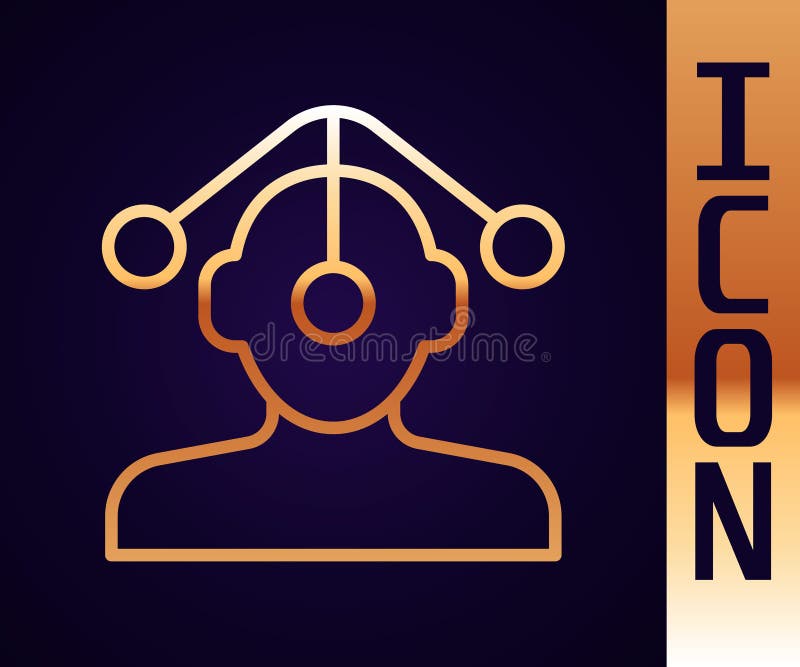 Gold Line Hypnosis Icon Isolated on Black Background. Vector Stock Vector - Illustration of ...