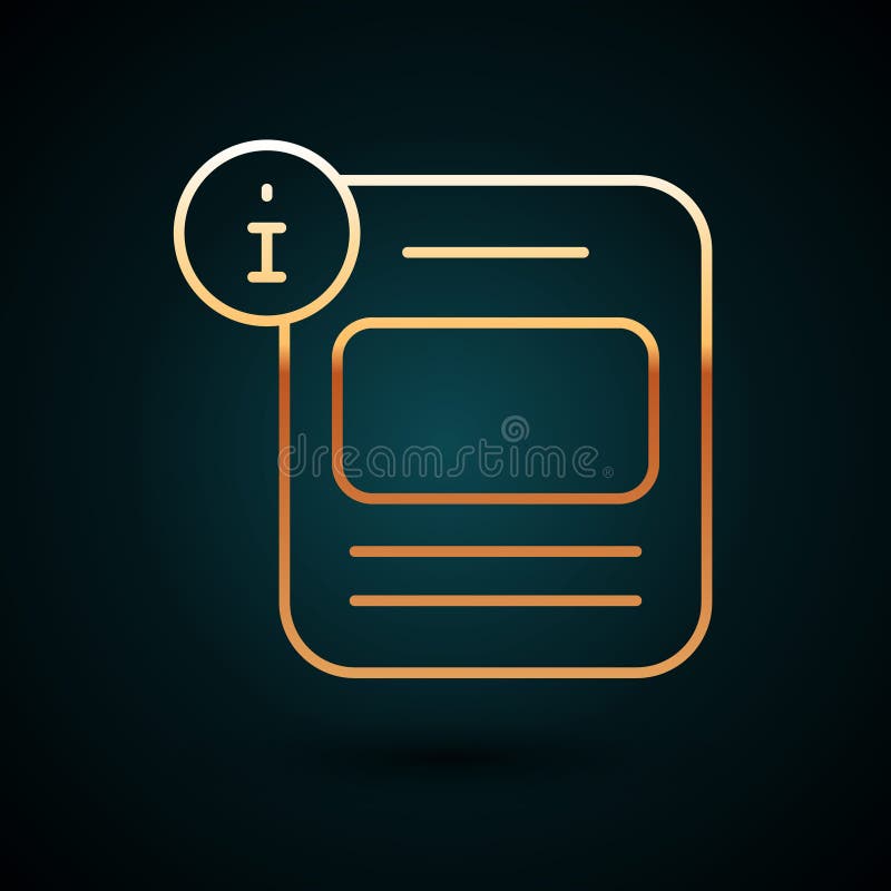 Gold Line Information Icon Isolated on Dark Blue Background. Vector ...