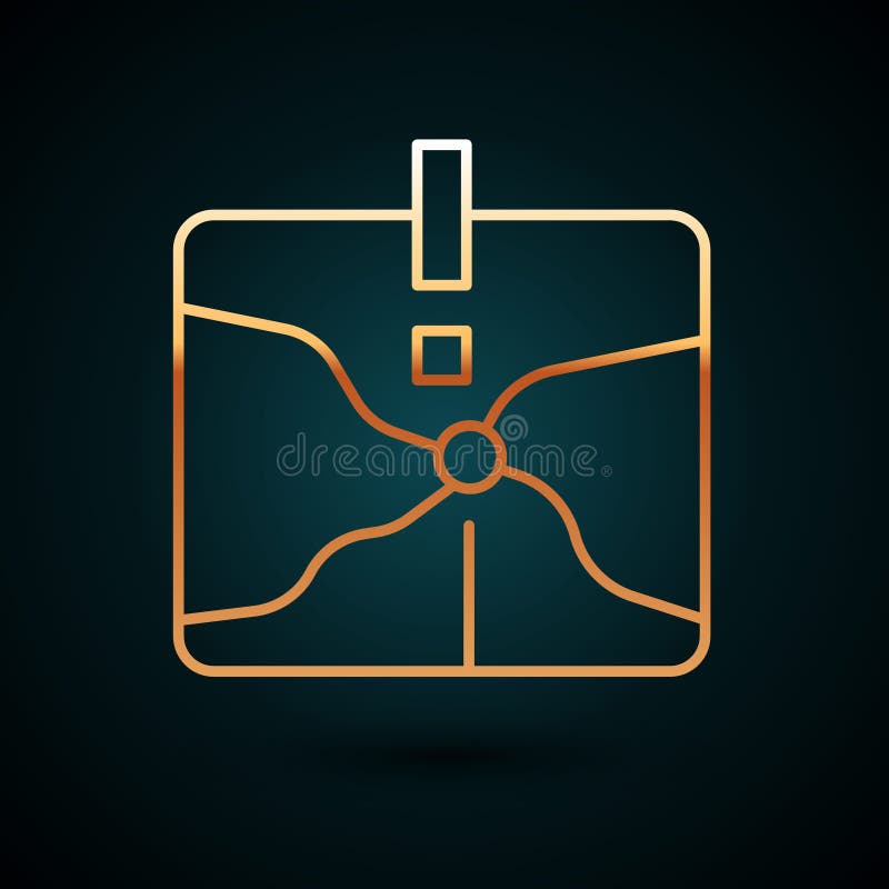 Gold Line Intersection Point Icon Isolated on Dark Blue Background ...